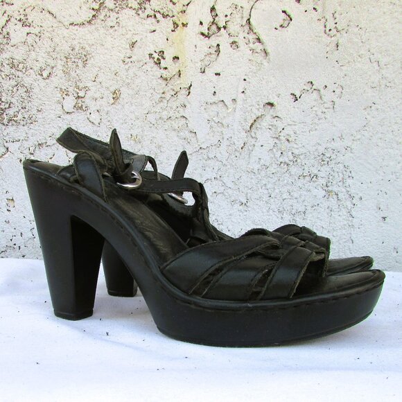 Born | Shoes | Born Annie Black Leather Platform Sandals 7 | Poshmark